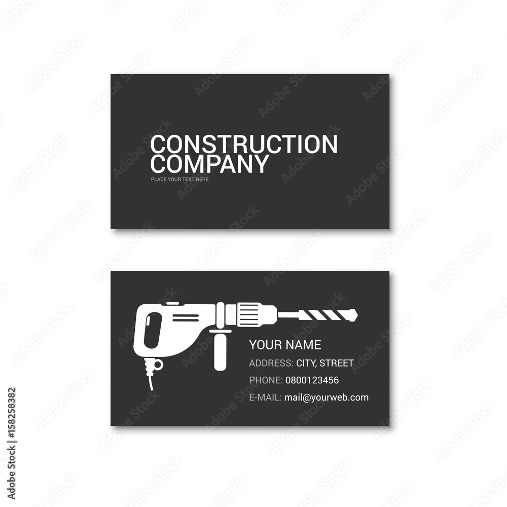 Simple business card of construction company Stock Vector | Adobe Stock