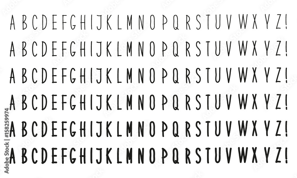 Cute hand drawn alphabet symbols as thin letters Stock Vector | Adobe Stock