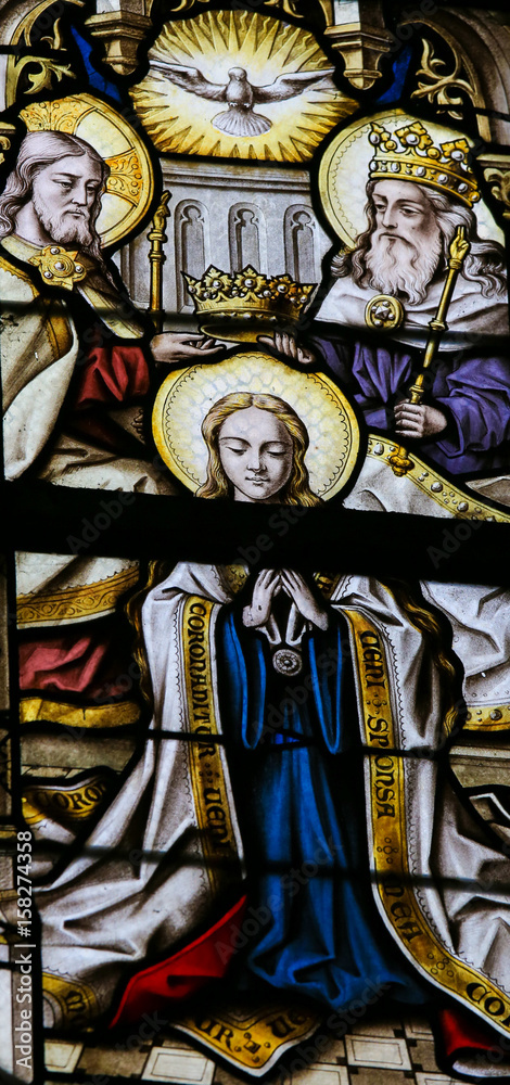 Stained Glass Coronation Of The Blessed Virgin By The Holy Trinity