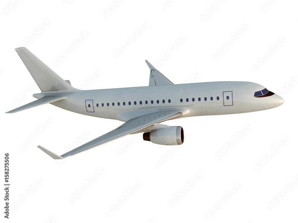 White Two-engine Plane, Airplan 3d Model Rendering, Plane Isolated On ...