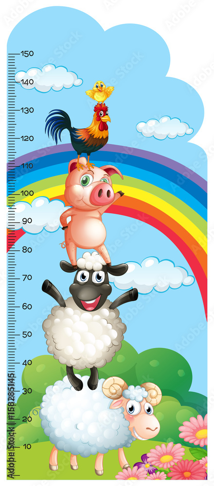 Height measurement chart with farm animals in background Stock Vector ...