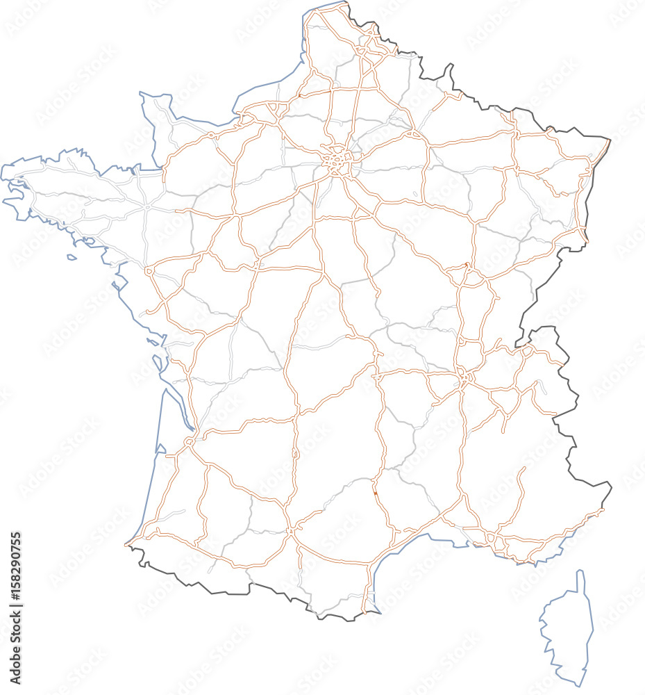 Carte France routes Stock Vector | Adobe Stock