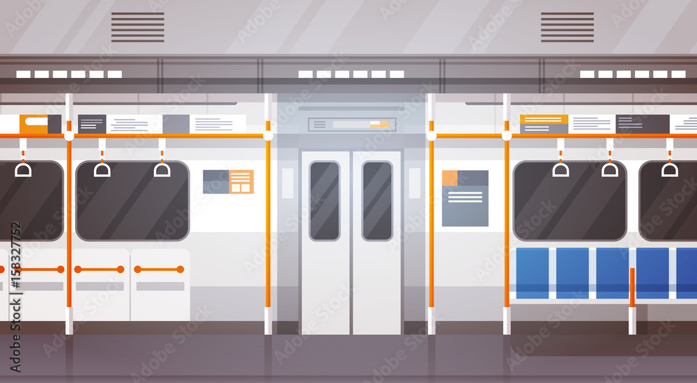 Empty Subway Car Interior Modern City Public Transport, Underground ...