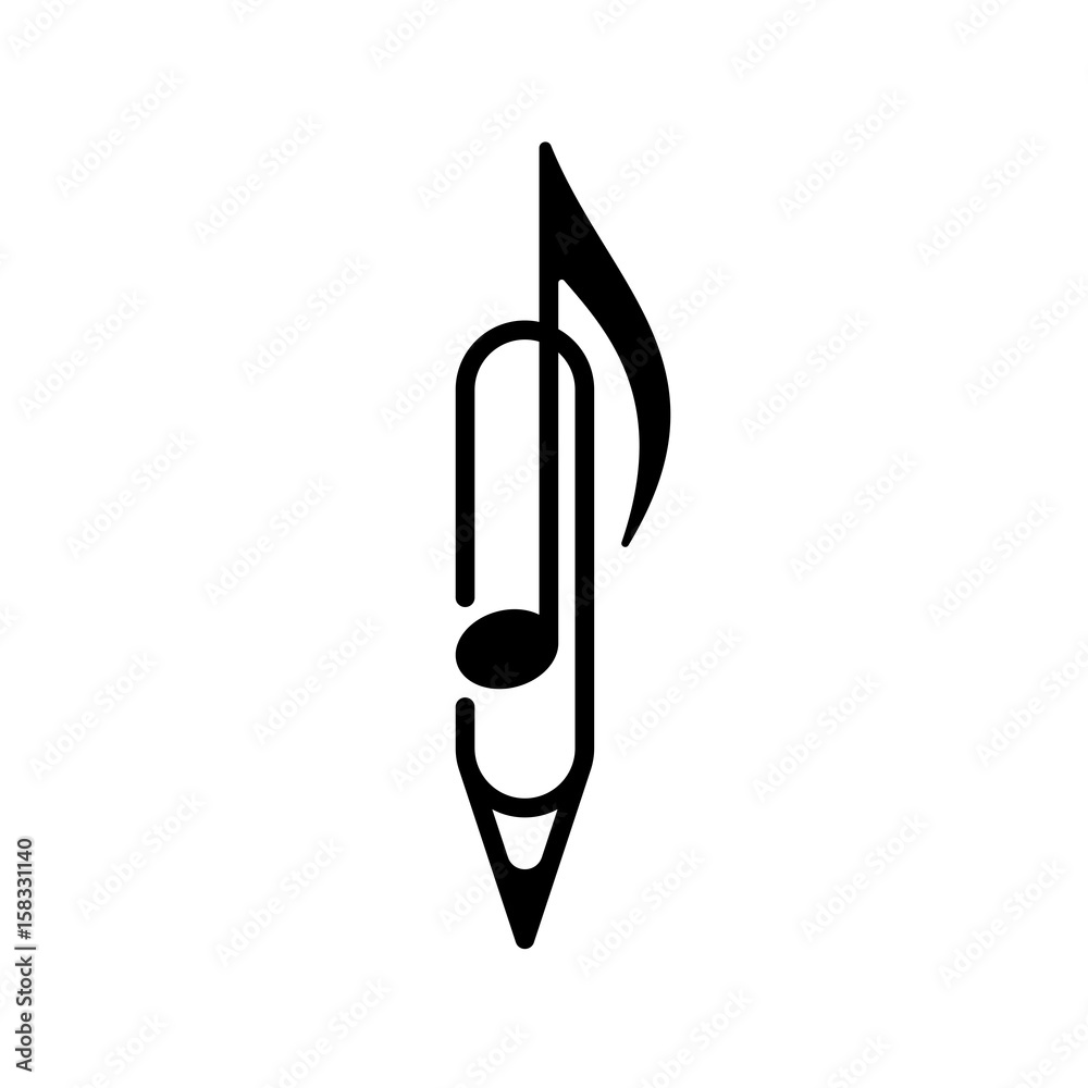 Music note, pen, paper clip, isolated vector illustration Stock Vector ...