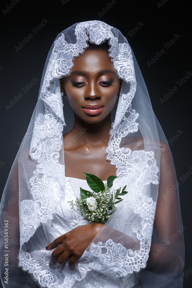 Beautiful black skin bride Stock Photo | Adobe Stock