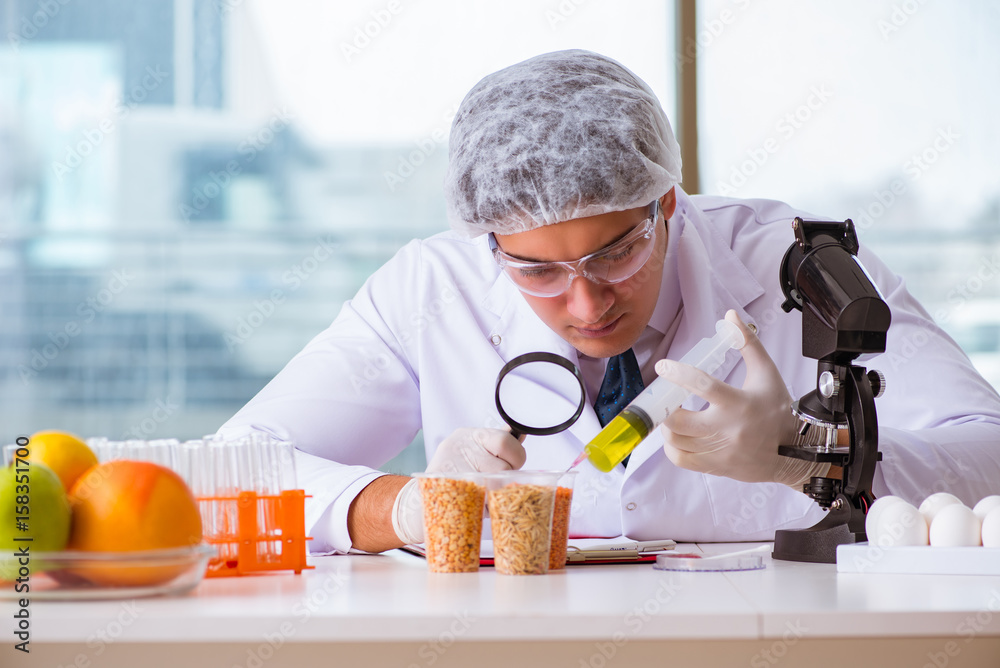 Nutrition expert testing food products in lab Stock Photo | Adobe Stock