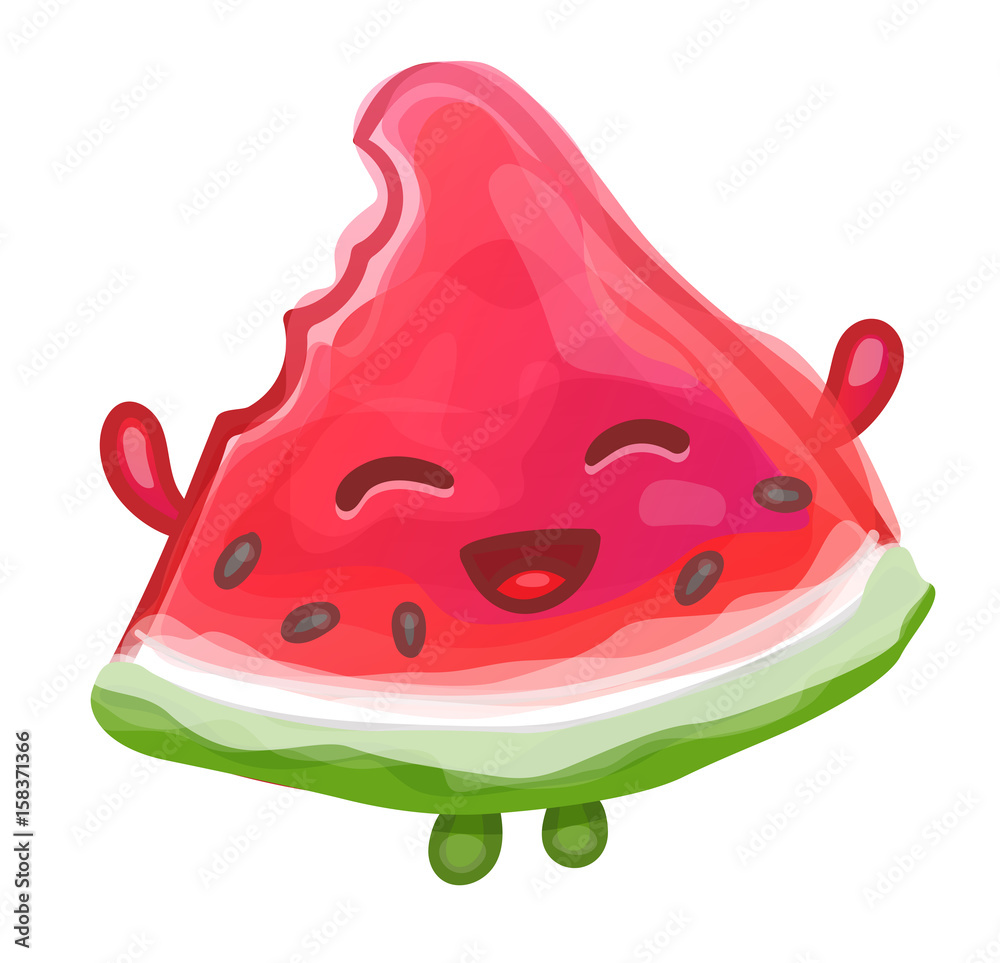 Cartoon Cute Watermelon Stock Vector | Adobe Stock
