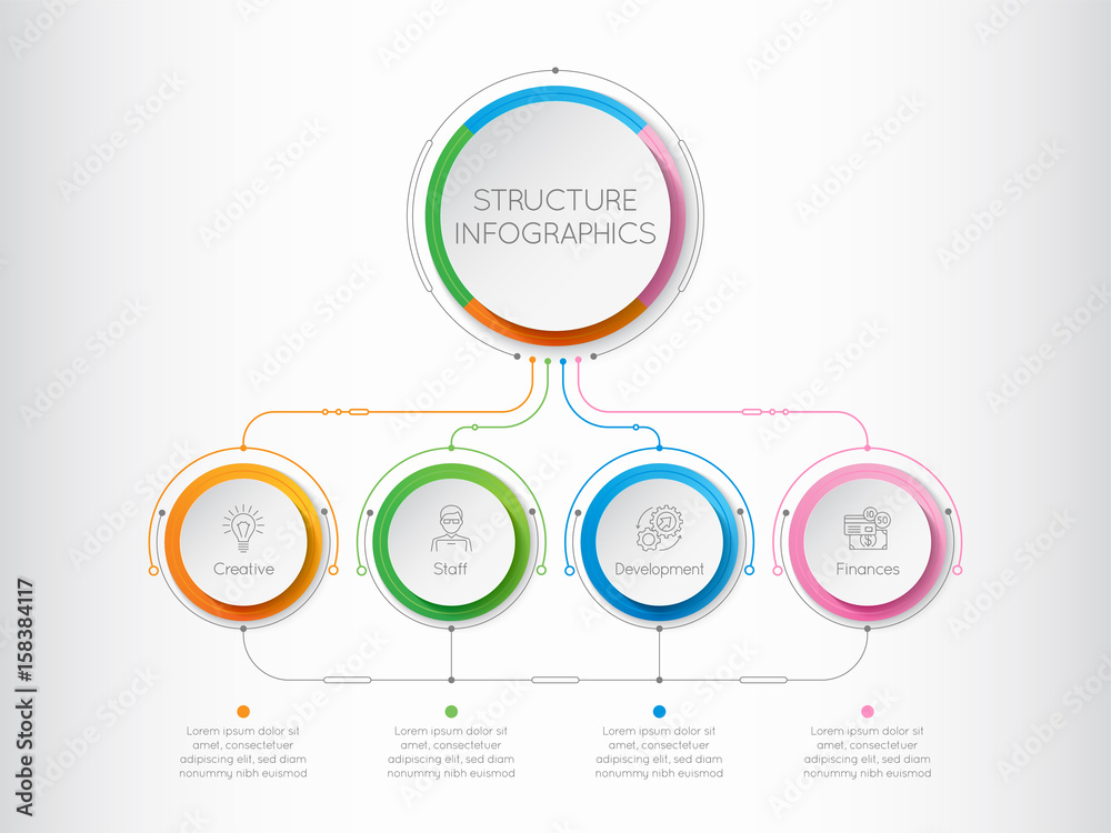 Infographics template with a four structure elements of business Stock ...