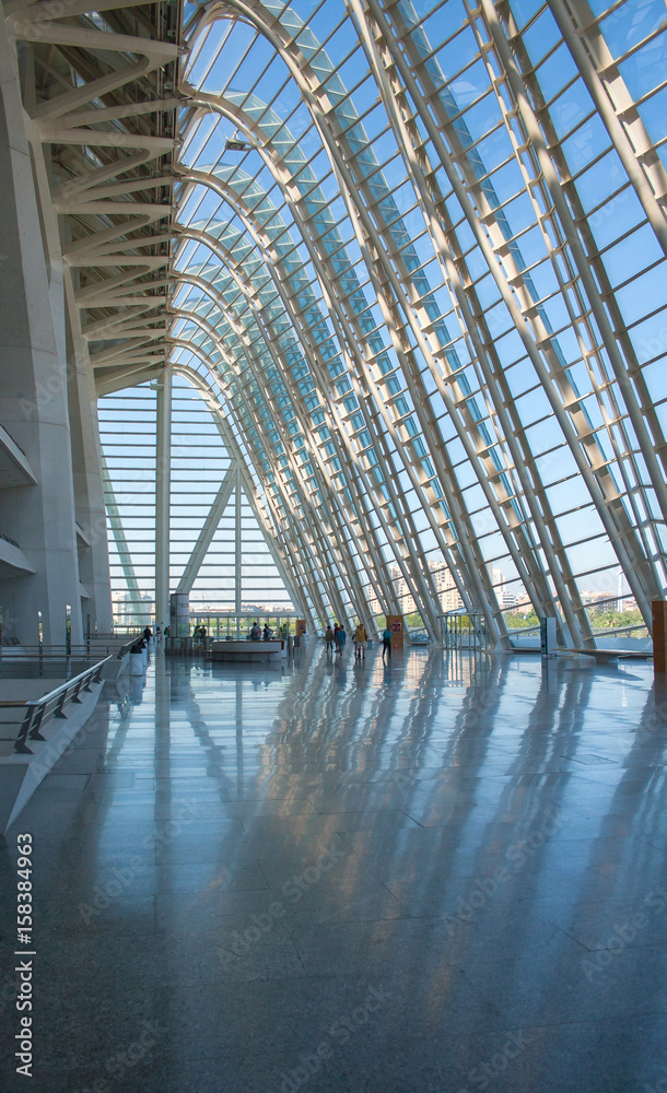 Exhibition hall. Glass walls and ceilings. Large spacious room with ...