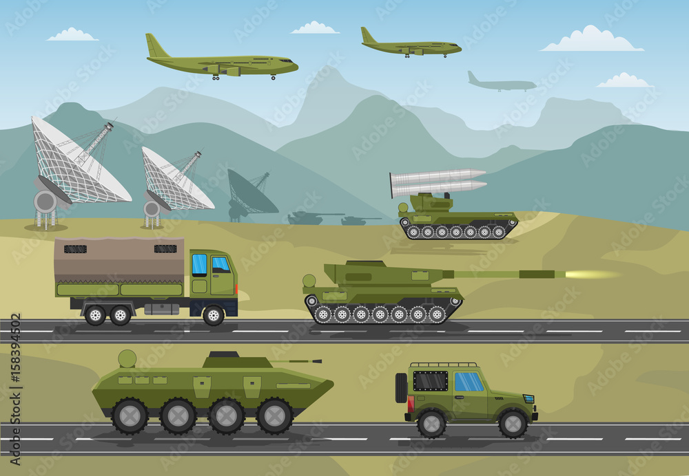 Military big set base infographics background with army for the war ...