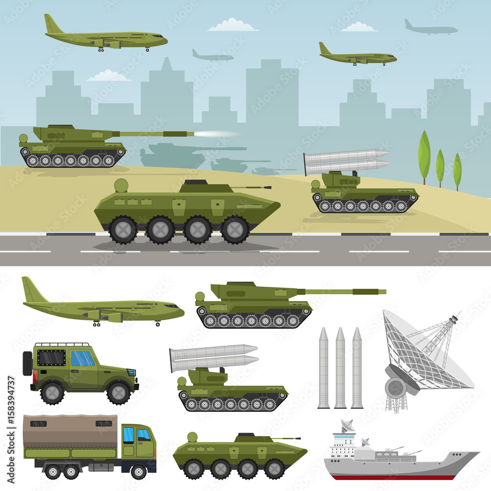 Military big set base infographics background with army for the war ...