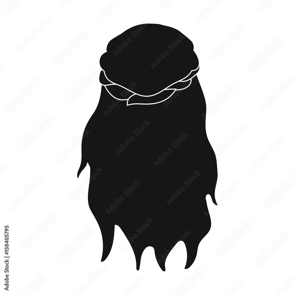 Dark, loose hair behind.Back hairstyle single icon in black style ...