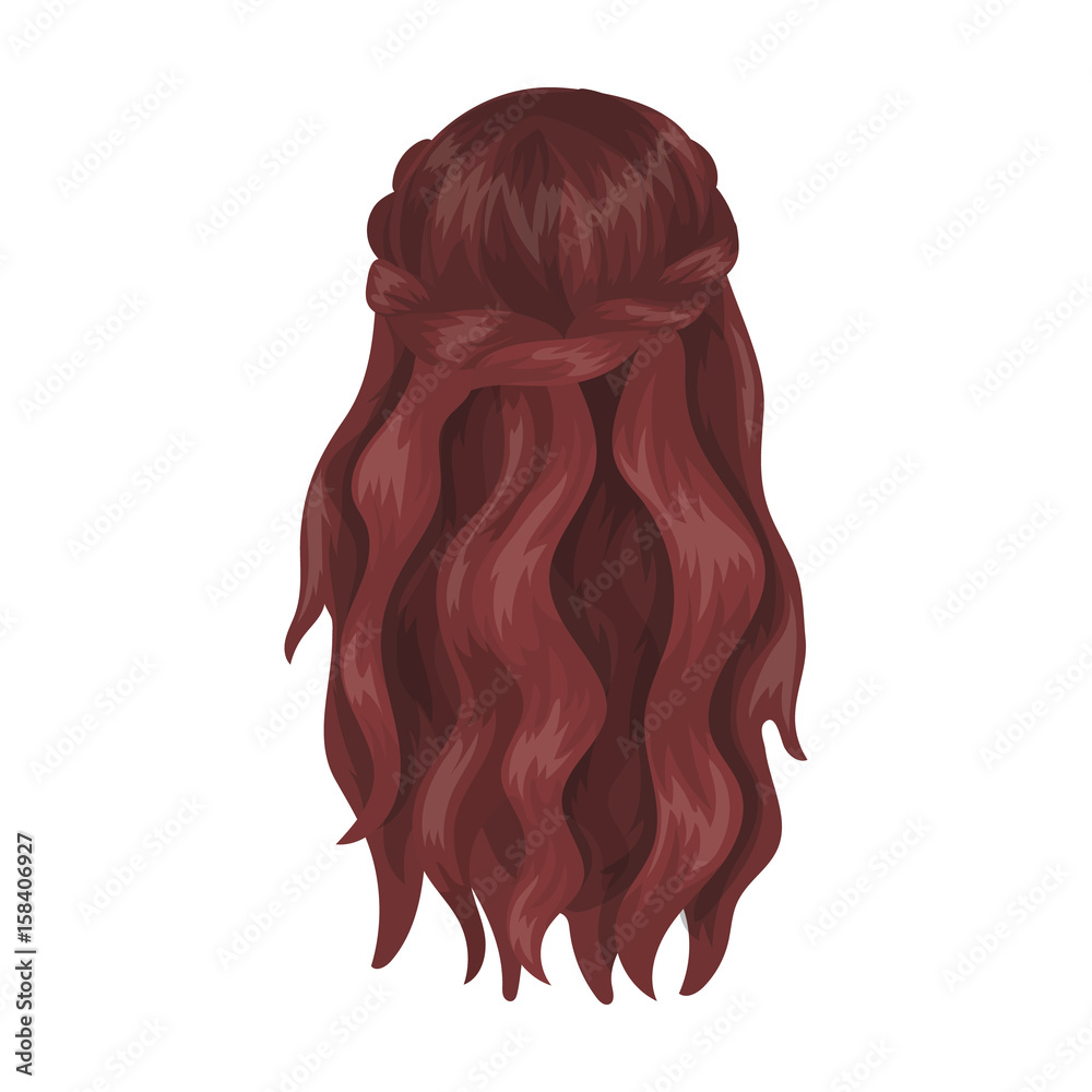 Dark, loose hair behind.Back hairstyle single icon in cartoon style ...