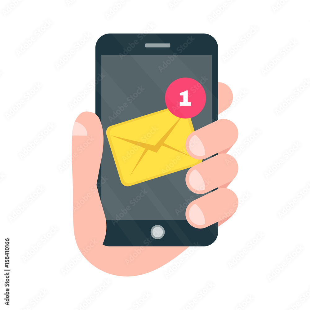 New message concept. Vector modern style cartoon illustration icon ...