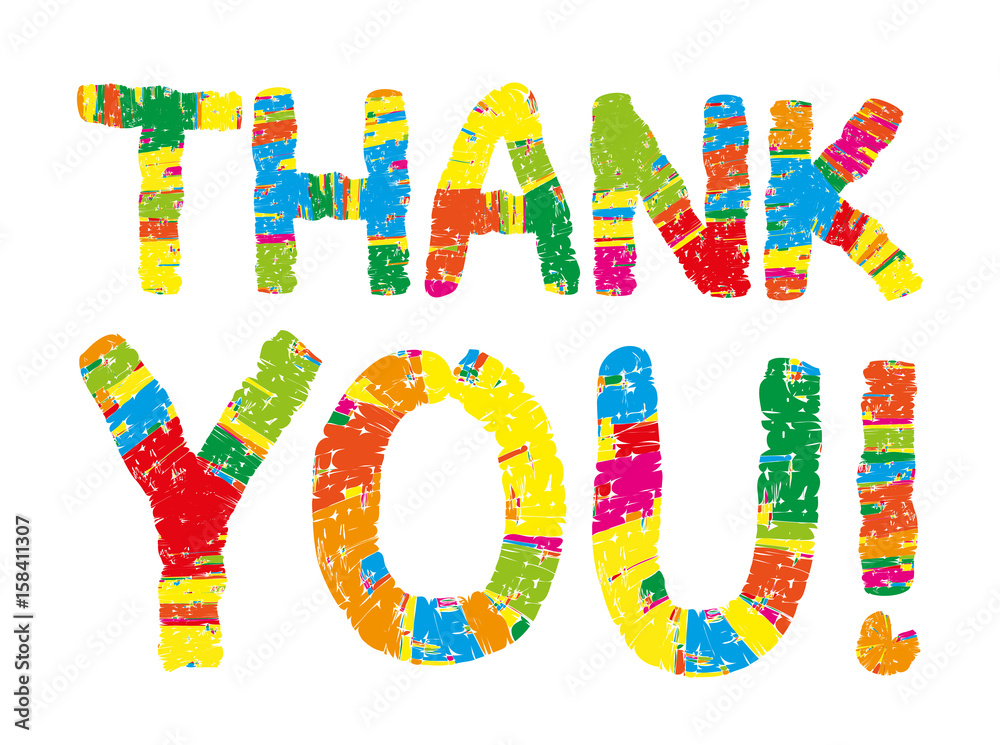 Thank you color abstract lettering. handwritten inscription. Hand drawn ...