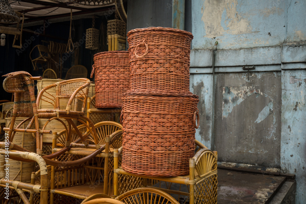 bamboo rotan handmade traditional object handicrafts stack in lenteng ...