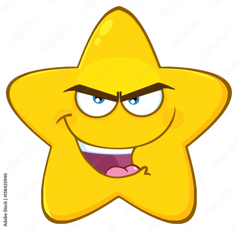 Evil Yellow Star Cartoon Emoji Face Character With Bitchy Expression ...