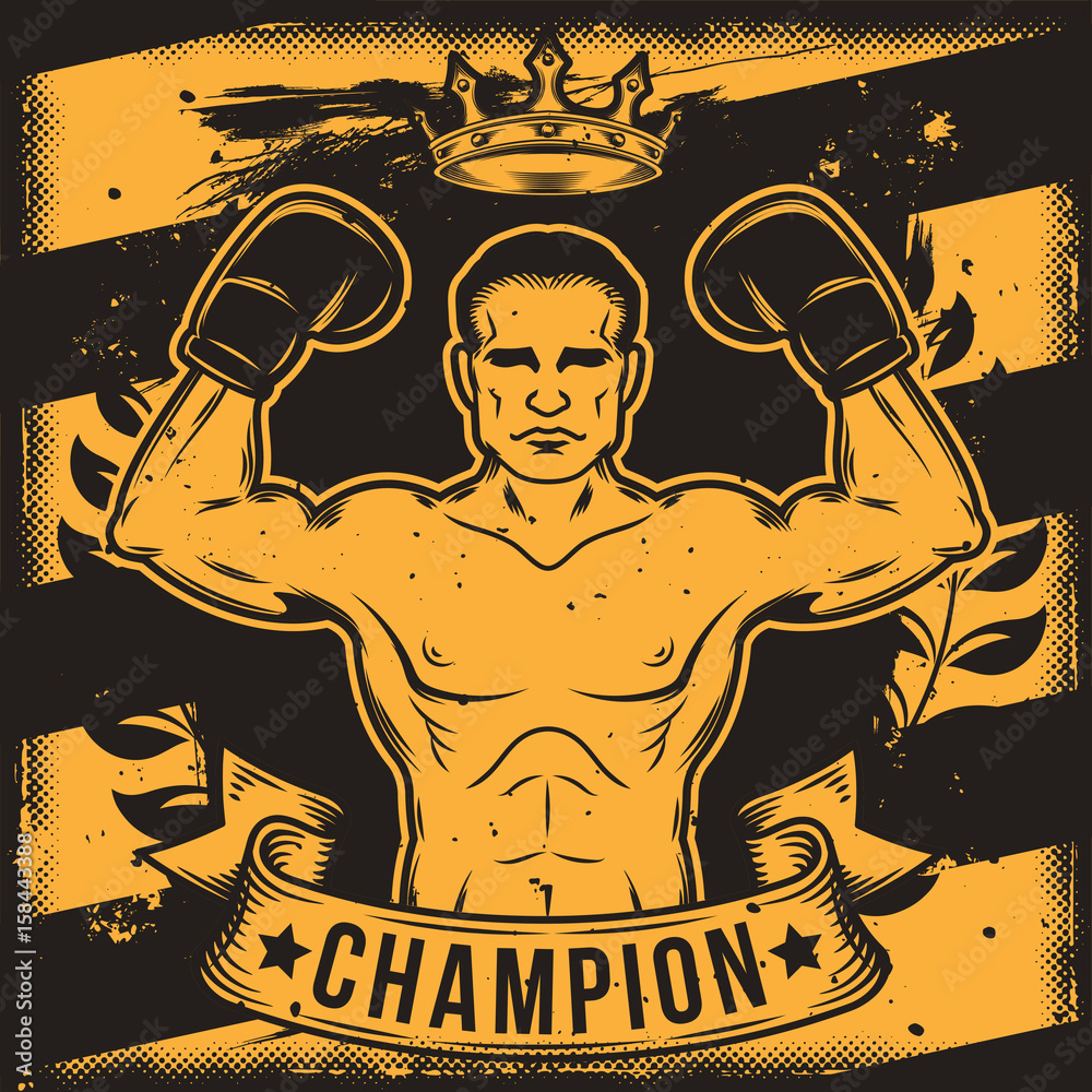 Vector conceptual motivational poster for a boxing club, boxing hall ...