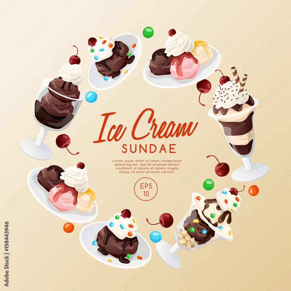 Ice Cream Sundae : Vector Illustration Stock Vector | Adobe Stock