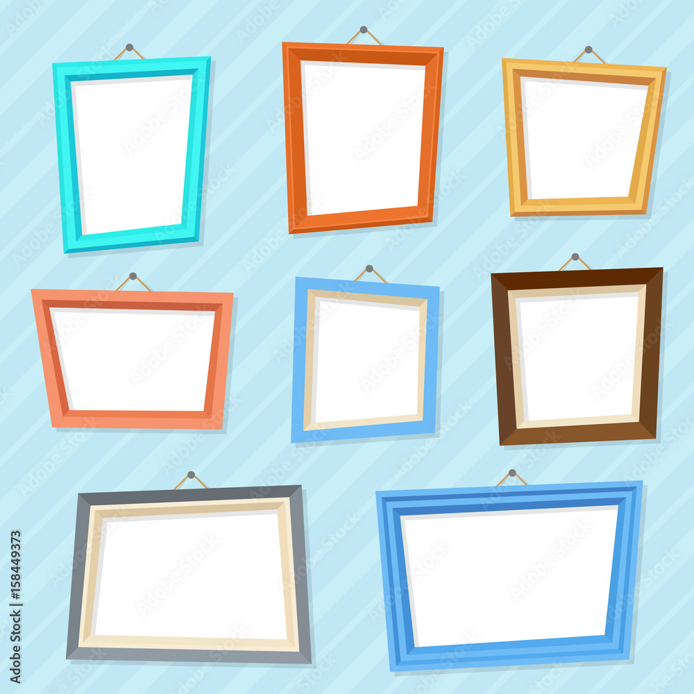Vector cartoon photo picture creative wall frames Stock Vector | Adobe ...