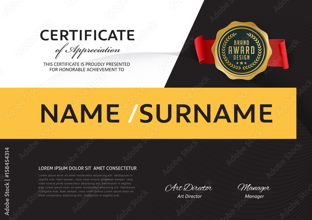 certificate template with red ribbon decoration,diploma,Vector ...