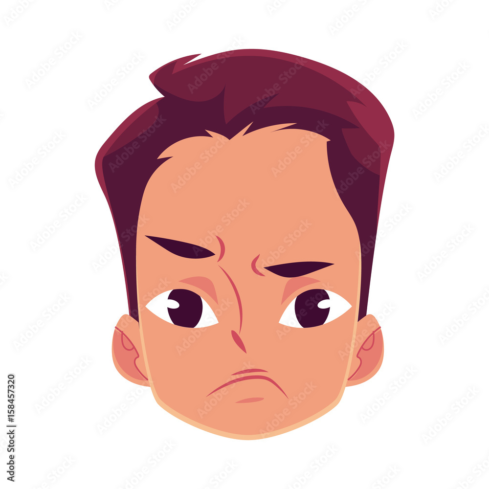 Mad Face Cartoon Boy