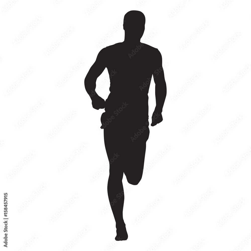 Vector runner, front view, isolated silhouette Stock Vector | Adobe Stock
