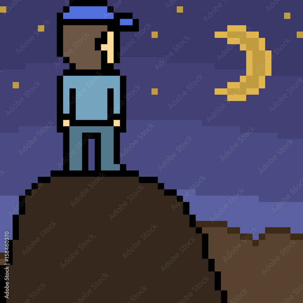 vector pixel art mountain man Stock Vector | Adobe Stock