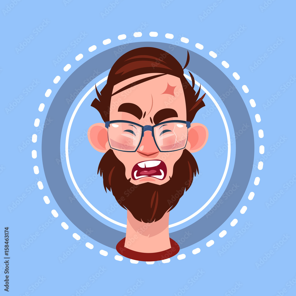 Profile Icon Male Emotion Avatar, Man Cartoon Portrait Sad Face Flat ...