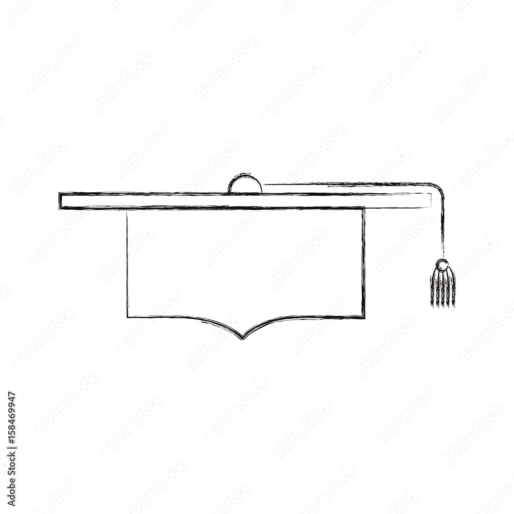 sketch blurred silhouette image graduation cap front view vector ...