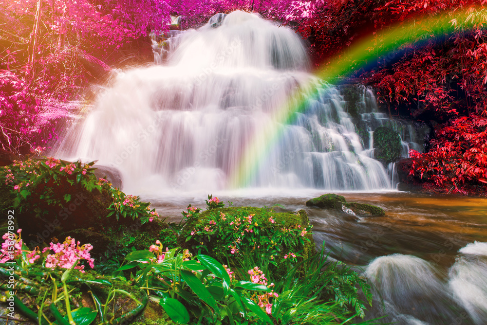 beautiful waterfall in rainforest at phu tub berk mountain phetchabun, Thailand (Mun Dang ...