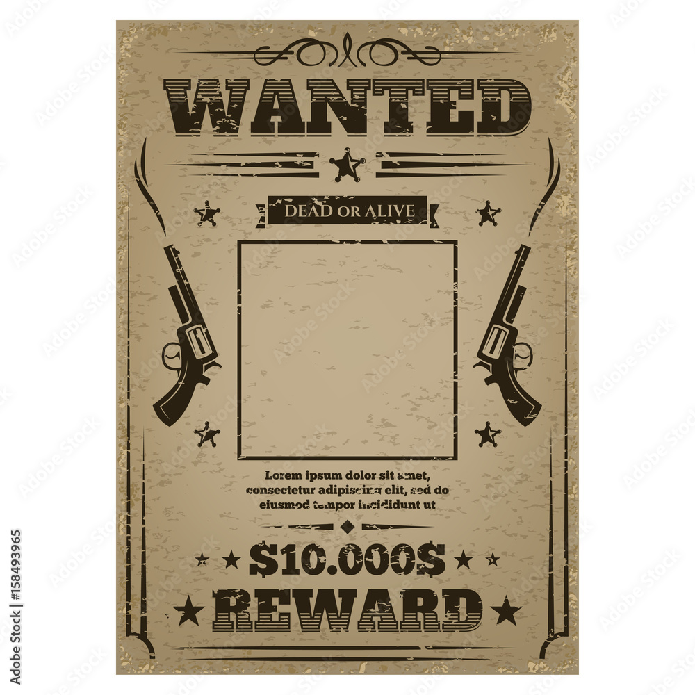 Wanted poster with rough texture เวกเตอร์สต็อก | Adobe Stock