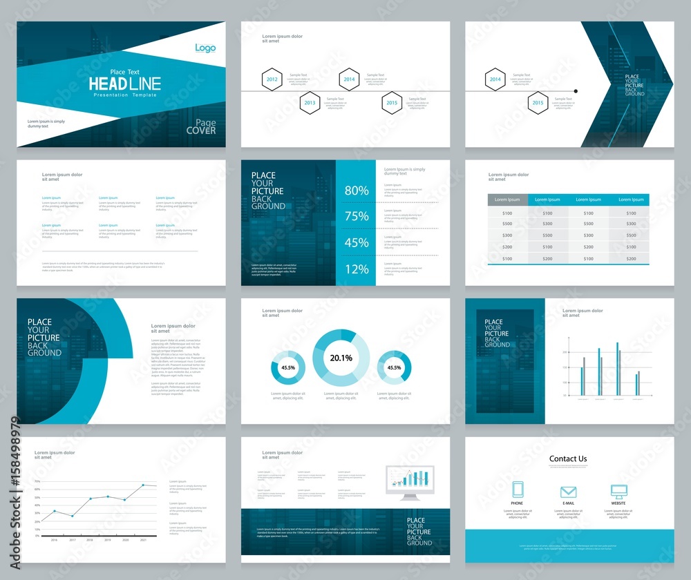 business presentation design template and page layout with cover design ...