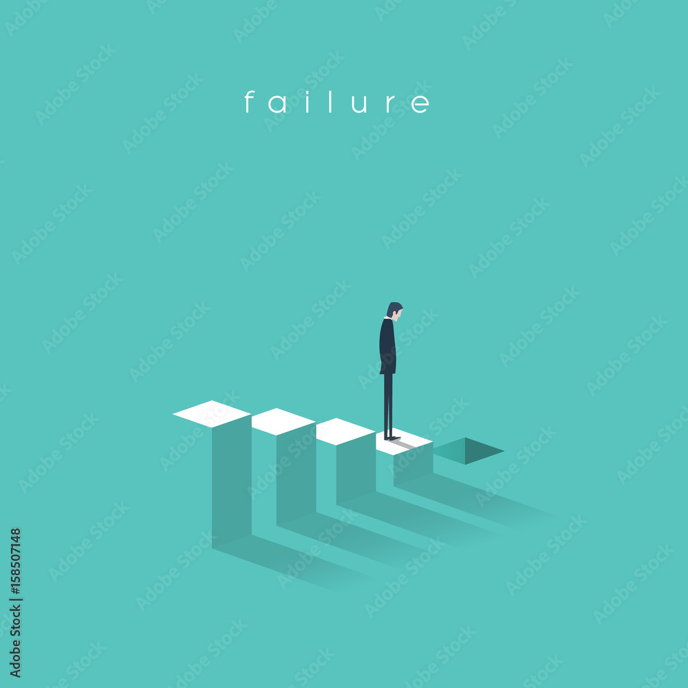 Business failure and bakruptcy vector illustration concept. Businessman ...