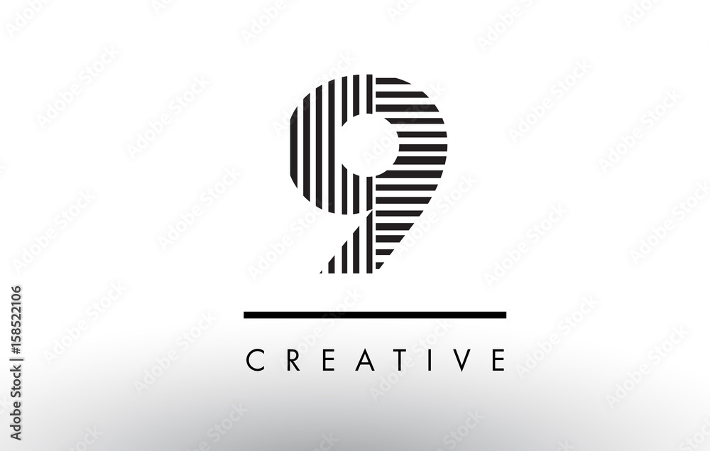 9 Black and White Lines Number Logo Design. Stock Vector | Adobe Stock