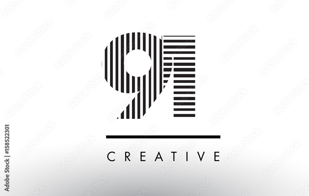 91 Black and White Lines Number Logo Design. Stock Vector | Adobe Stock