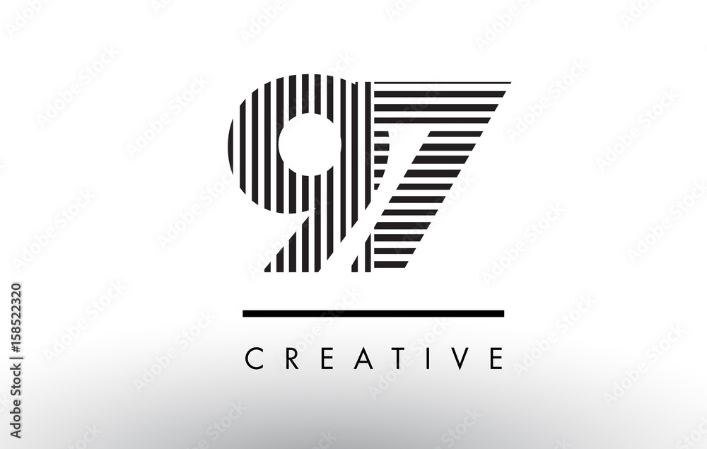 97 Black and White Lines Number Logo Design. Stock Vector | Adobe Stock