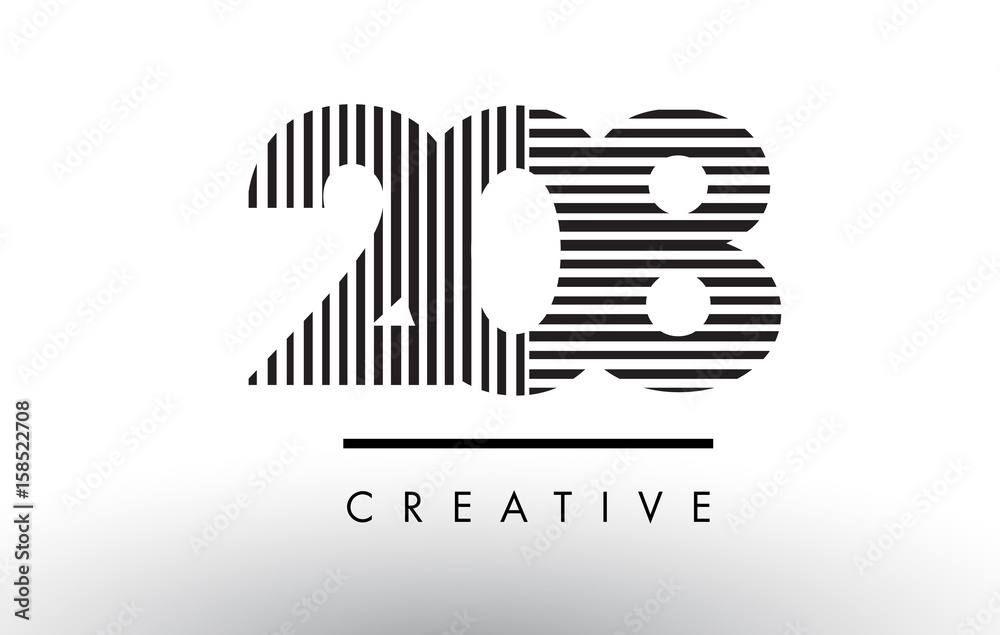 208 Black and White Lines Number Logo Design. Stock Vector | Adobe Stock