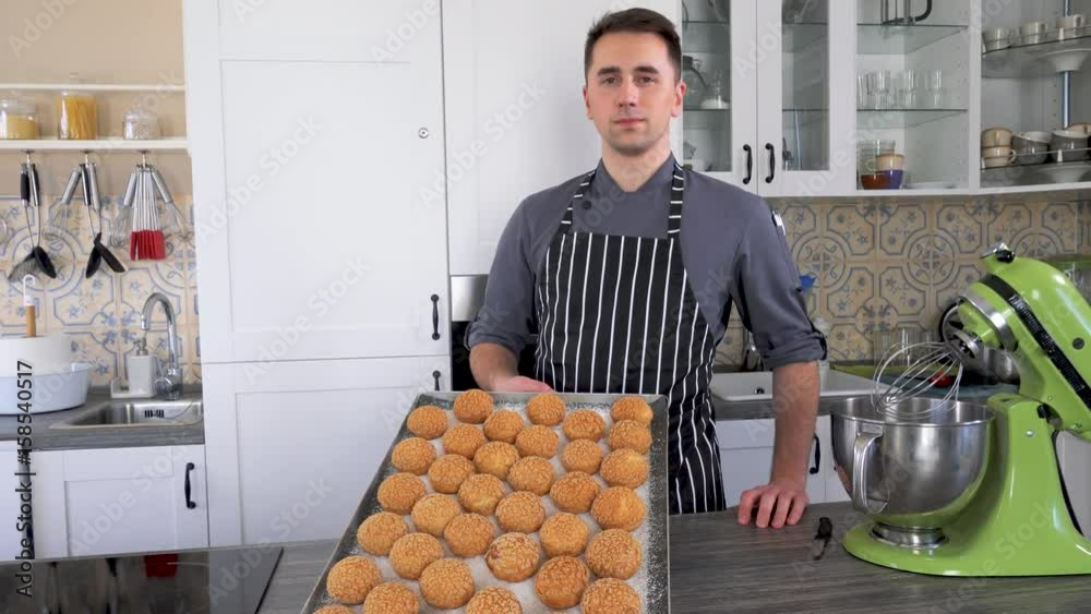 Chef cooking dessert on a modern kitchen at home Stock Video | Adobe Stock