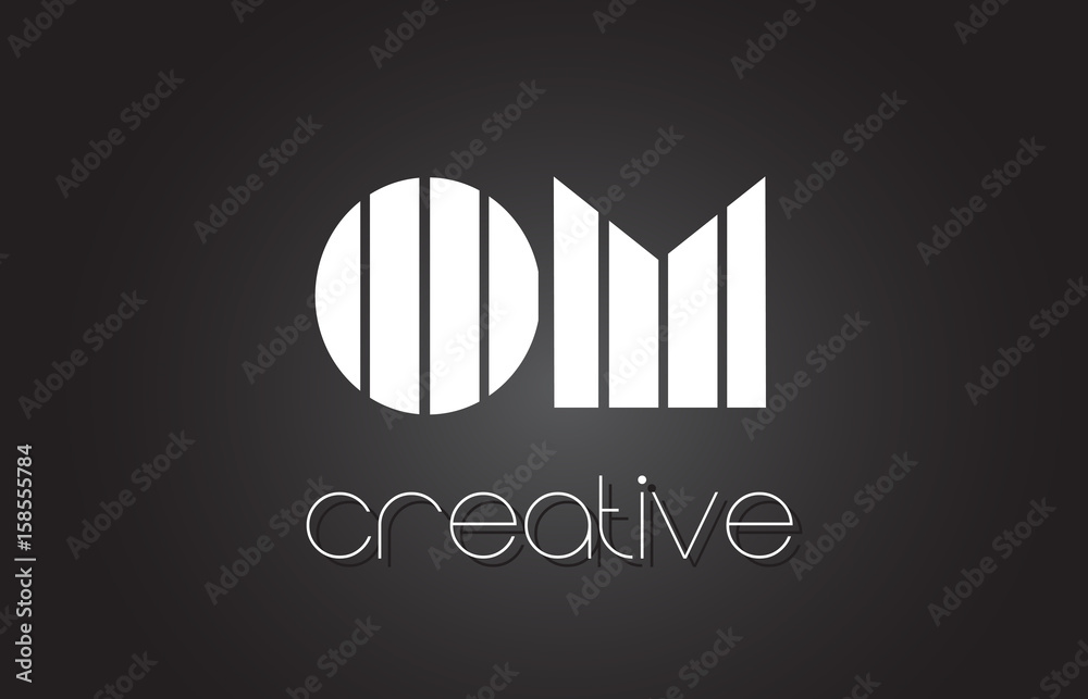OM O M Letter Logo Design With White and Black Lines. Stock Vector ...