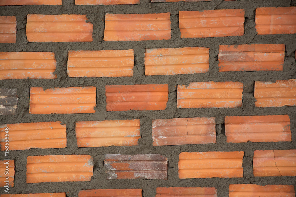 Brick beautiful brown brick. Layered For construction Stock Photo ...