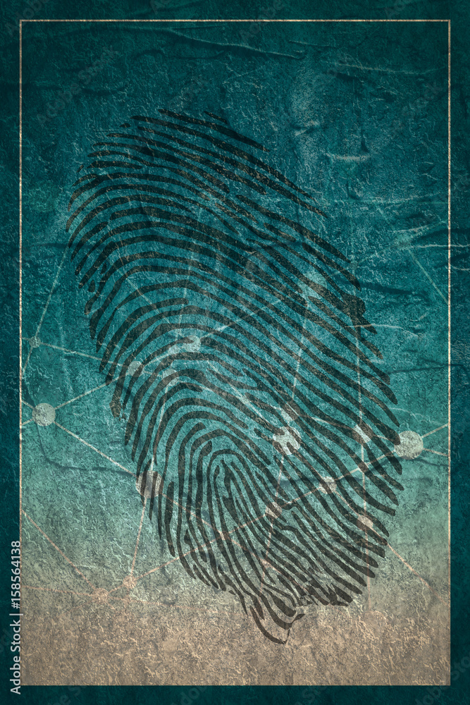 Fingerprint Icon Molecule And Communication Background Concrete