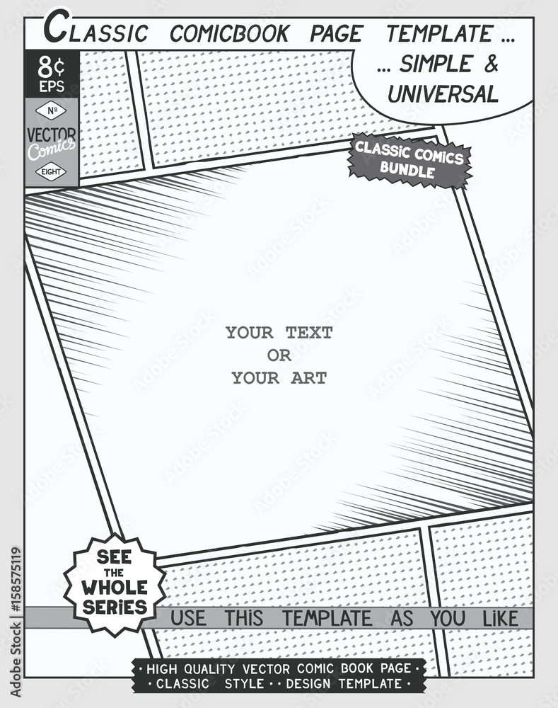 Free space Comic book page template. Comics layout and action with ...