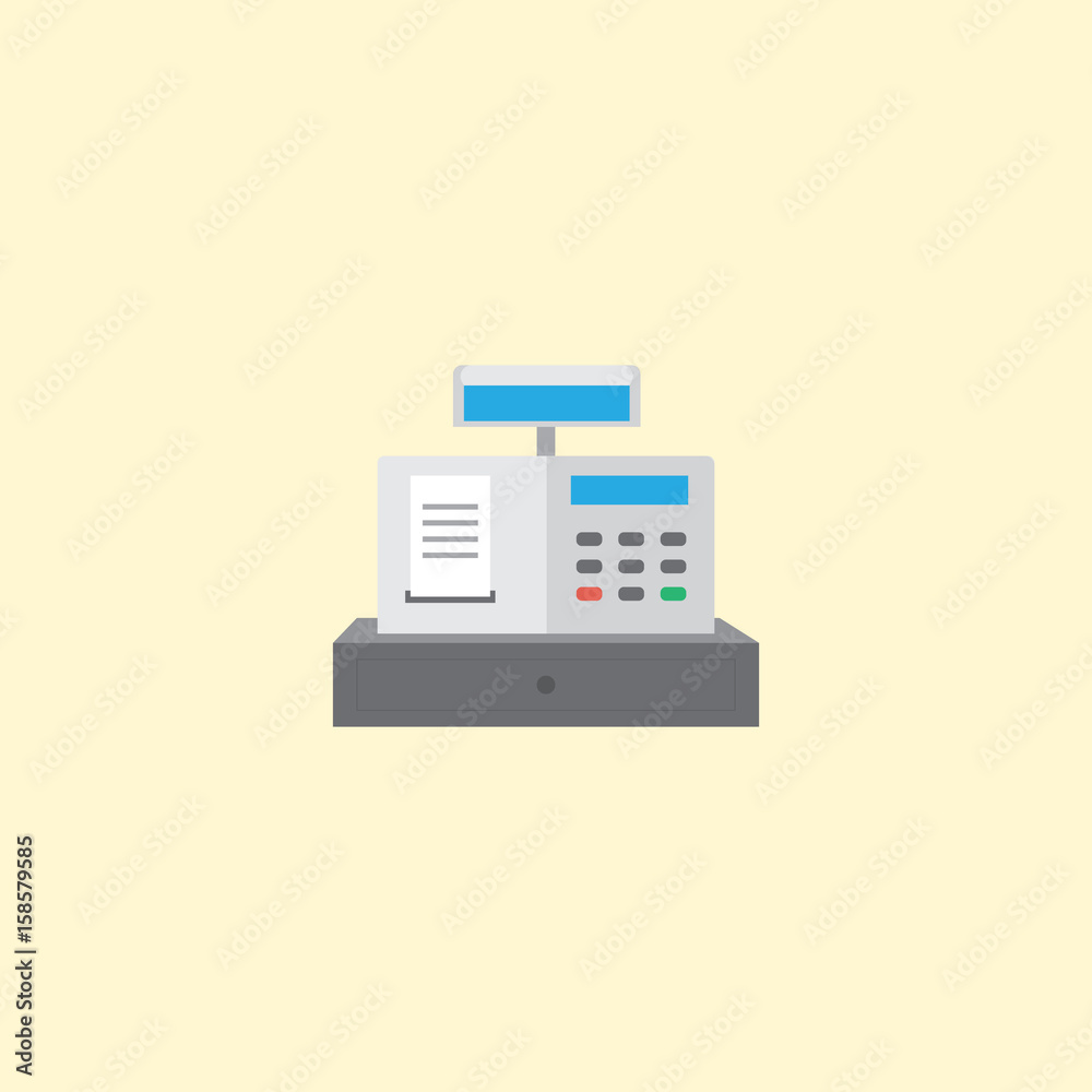 Flat Cash Register Element. Vector Illustration Of Flat Till Isolated ...