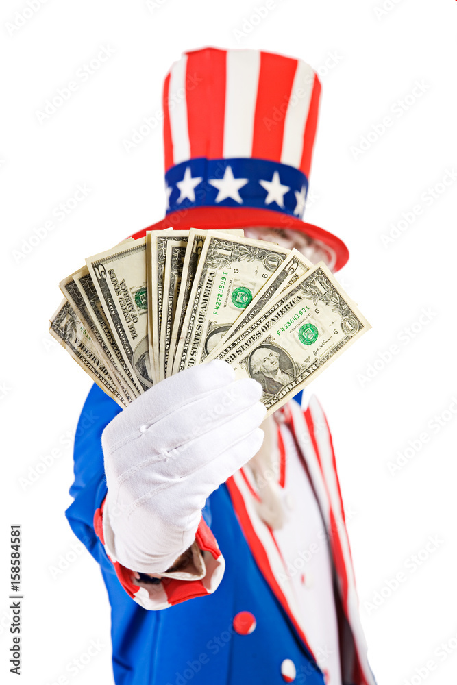 USA: Uncle Sam Holds Out Money Fan Stock Photo | Adobe Stock