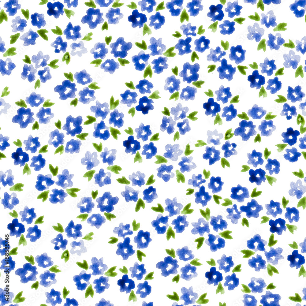 Calico watercolor pattern. Marvelous seamless cute small flowers for ...