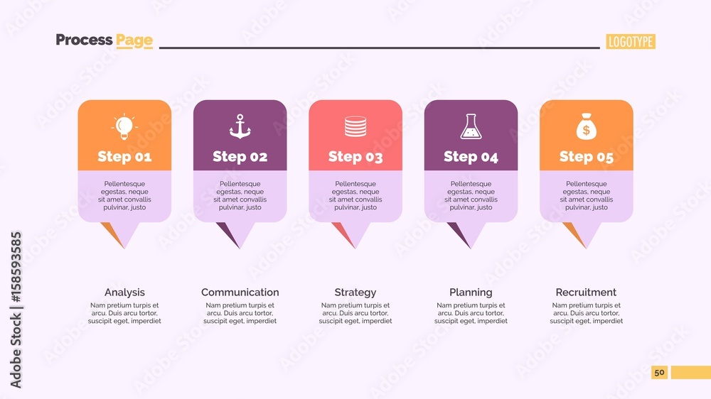 Five Pointers Slide Template Stock Vector | Adobe Stock