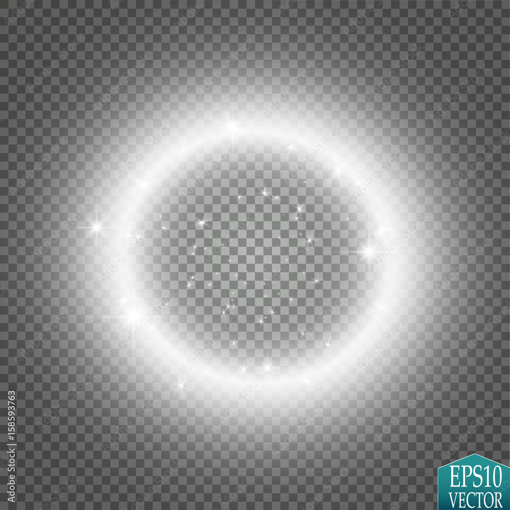 Round shiny frame with lights dust trail particles isolated on ...