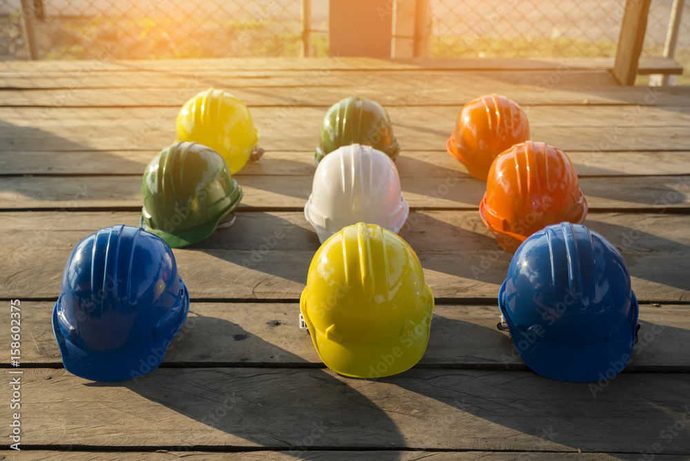 Safety helmet (hard hat) for engineer,safety officer or architect,place ...