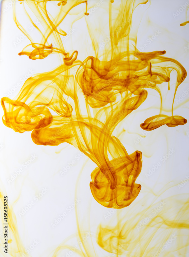 Iodine and water texture background. Abstract yellow swirling. Medical ...
